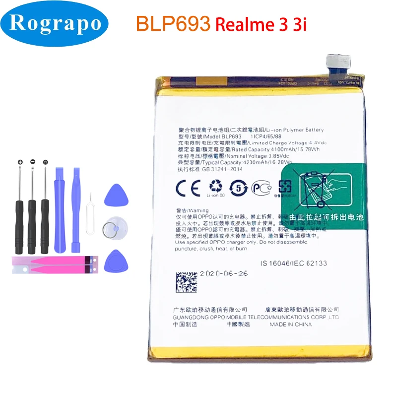 Batería BLP693 Original para OPPO Realme, 3, 3i, RMX1825, RMX1821 ...