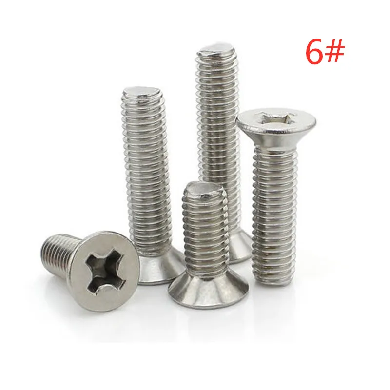 Phillips Screw Flat Head Stainless Steel 100pcs/lot UNC 6-32 3/8 1/2 5/ ...