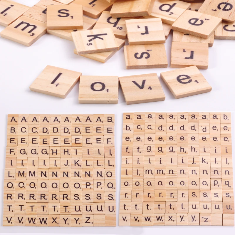 100Pcs Wood Tiles Letter Alphabet Craft Wooden Decorations for Home ...
