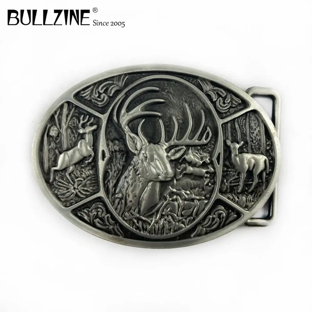The Bullzine Deer Belt Buckle With Pewter Finish Fp-02177 With ...