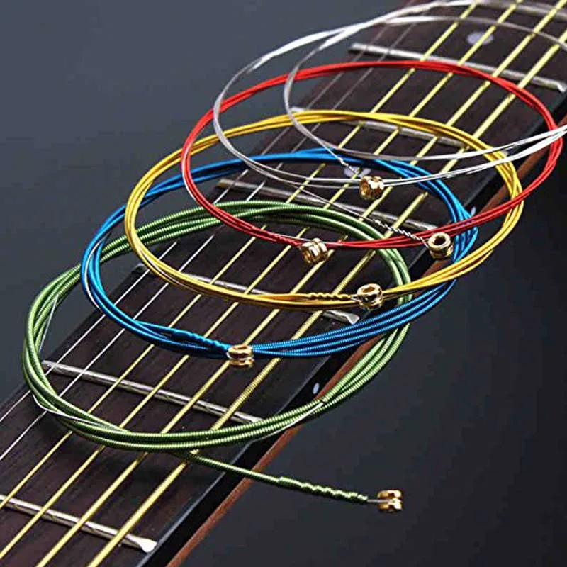 6pcs/set Acoustic Guitar Strings Rainbow Colorful Guitar Strings E-a ...
