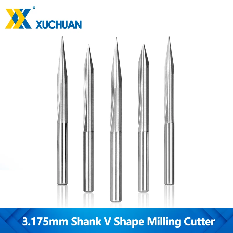 Milling Cutter 10pcs 3.175mm Shank 2 Flute Straight V Bit for Wood ...