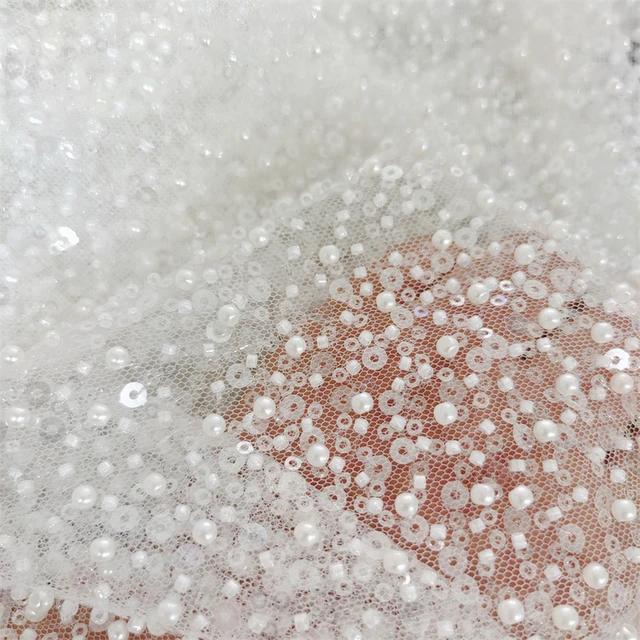 Off White Sequin Fabric