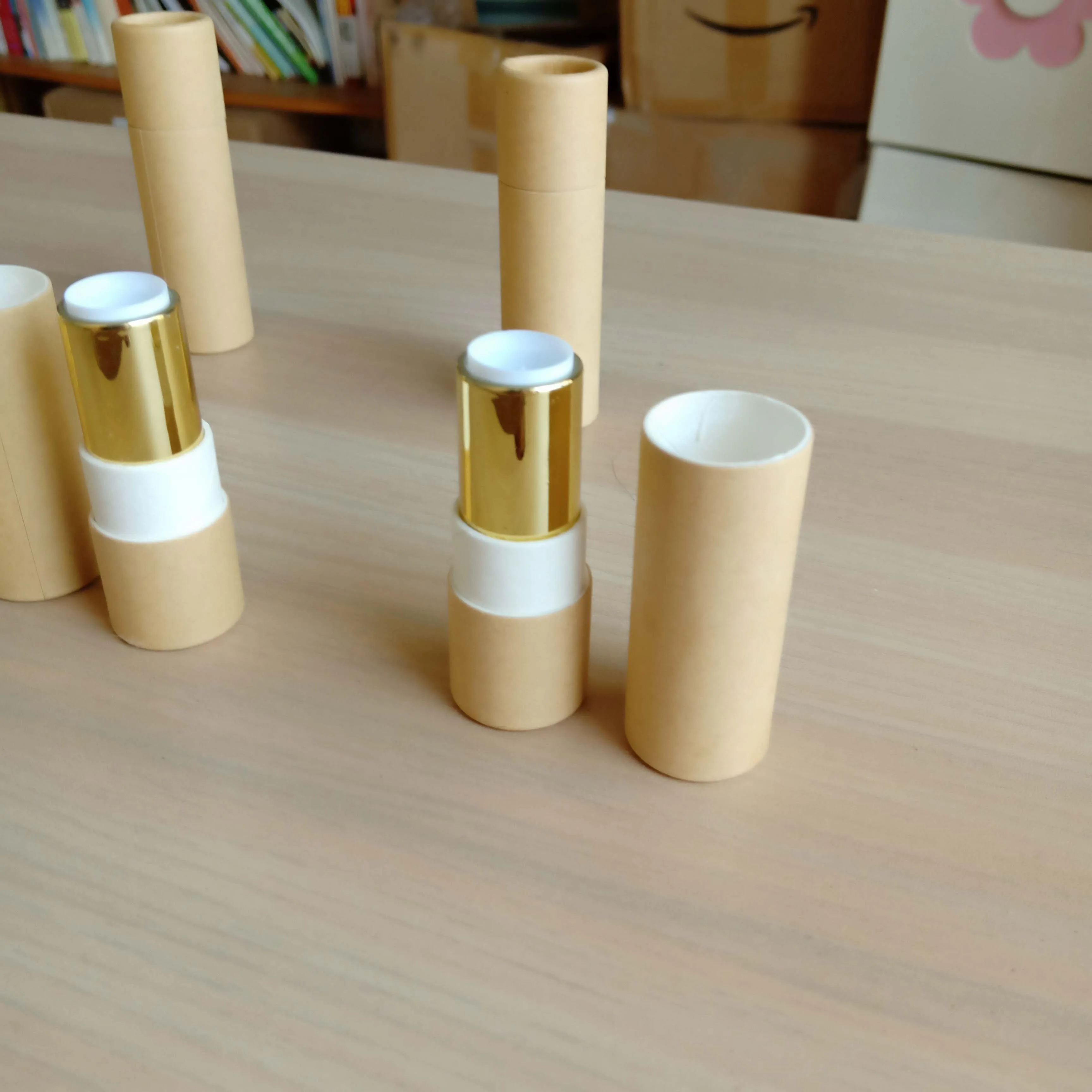 50PCS Semi-eco Kraft Twist-Up Lipstick Paper Tube DIY Lip Balm ...