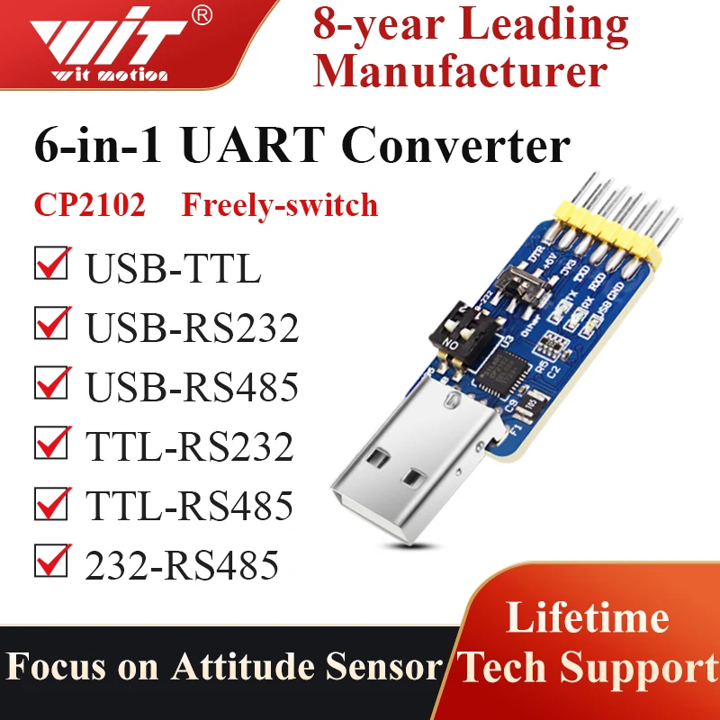 WitMotion-USB-UART-6-In-1-Converter-Multifunctional-USB-TTL-RS485-232 ...