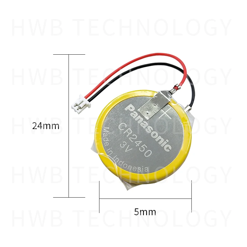 2pcs/lot New Genuine Panasonic CR2450 battery with solder pin plug wire ...