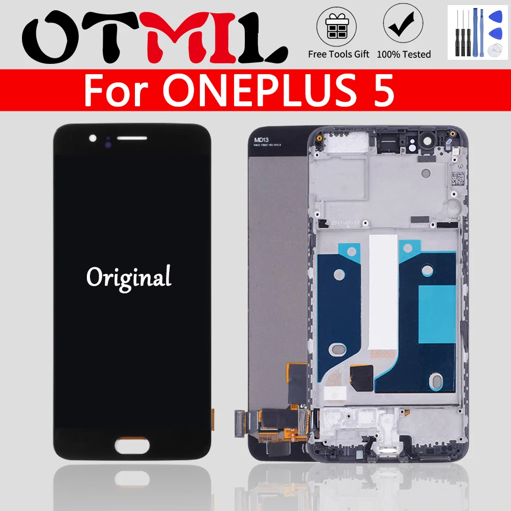 Oneplus 5 A5000 LCD 디스플레이 터치 스크린 프레임 디지타이저 어셈블리 교체, 오리지널 LCD Oneplus 5 ...