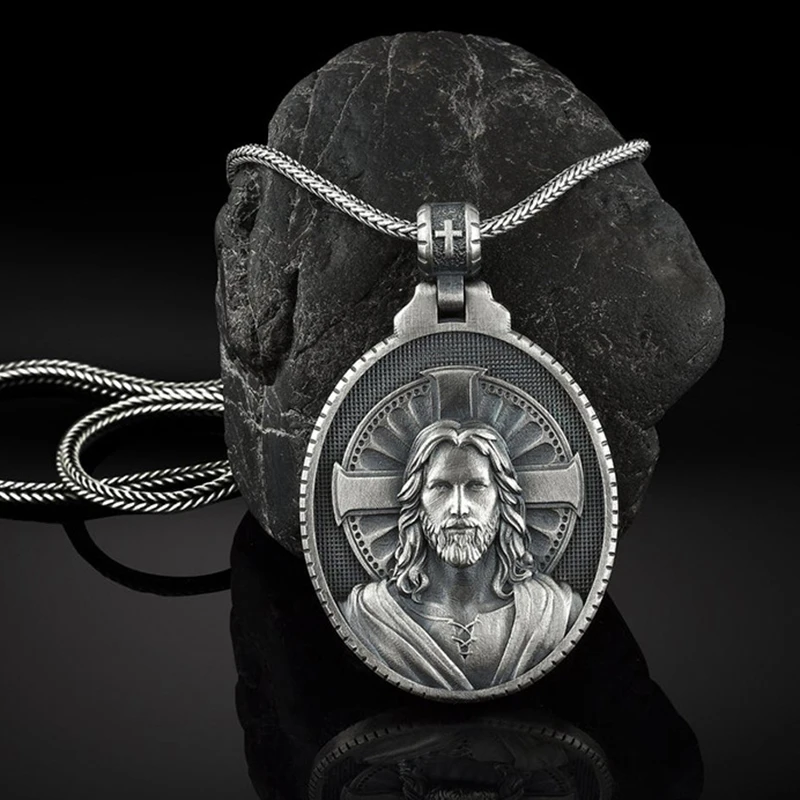 Vintage religious Jewelry on the neck Christianity Jesus pendant ...