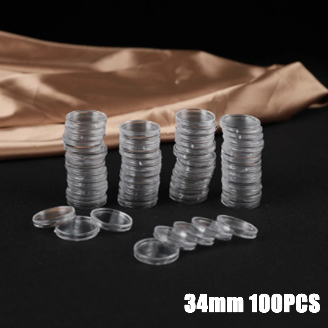 100 Pcs Coin Cases Coin Box Capsule Coin Holder Applied Clear Plastic ...