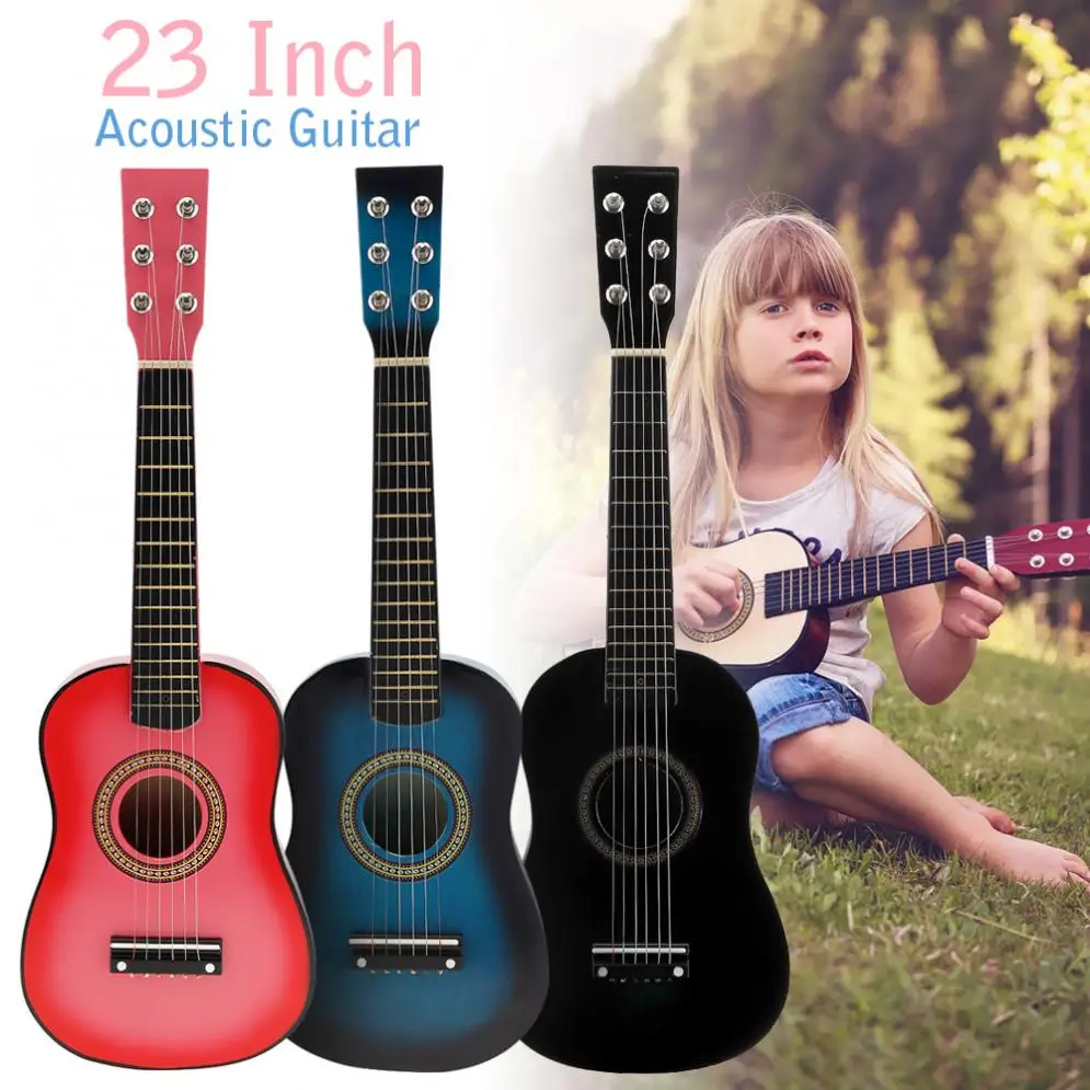 23 Inch 6 Strings Acoustic Guitar Black Basswood 12 Frets With Guitar ...