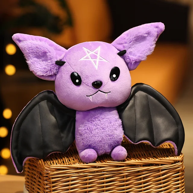 Dark Style Vampire Bat Plush Punk Toy Stuffed Black Purple Bat Plushie ...