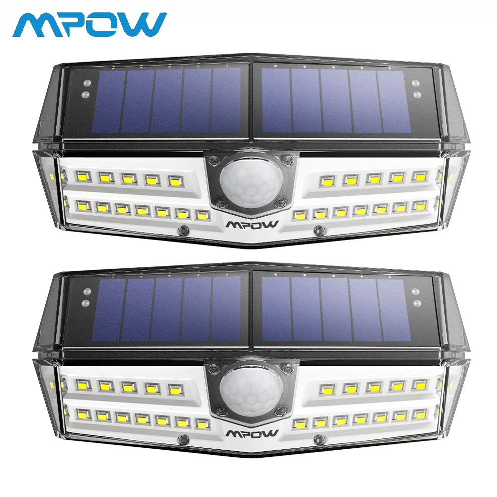 2Pcs/lot MPOW 30 LED Solar Lights CD138 Motion Sensor 3 Lighting Modes ...