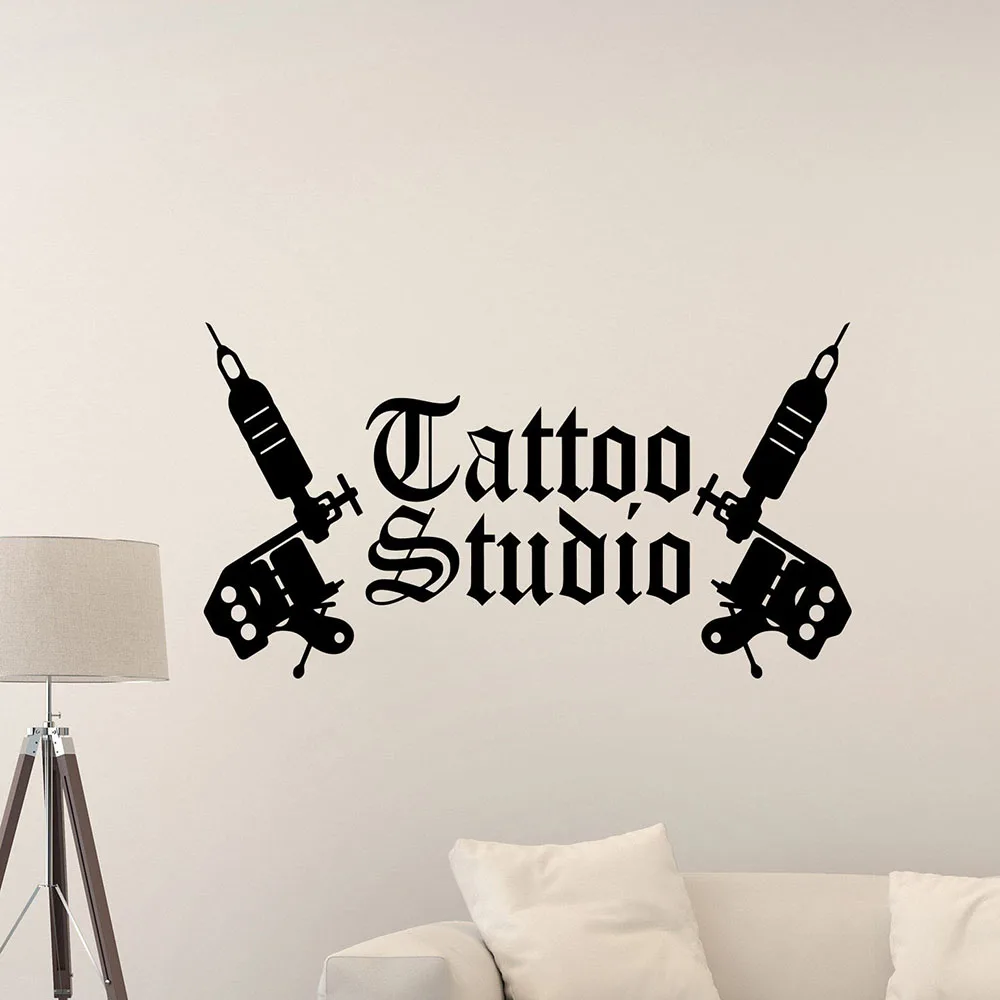 Tattoo Studio Wall Decal Tattoo Machine Shop Interior Decor Logo Design ...