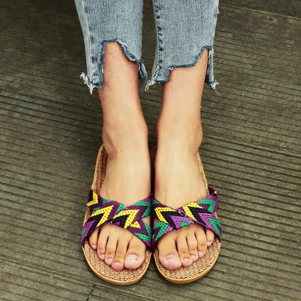 New-Summer-House-Flip-Flops-Breathable-Linen-Flat-Beach-Slippers-Shose ...