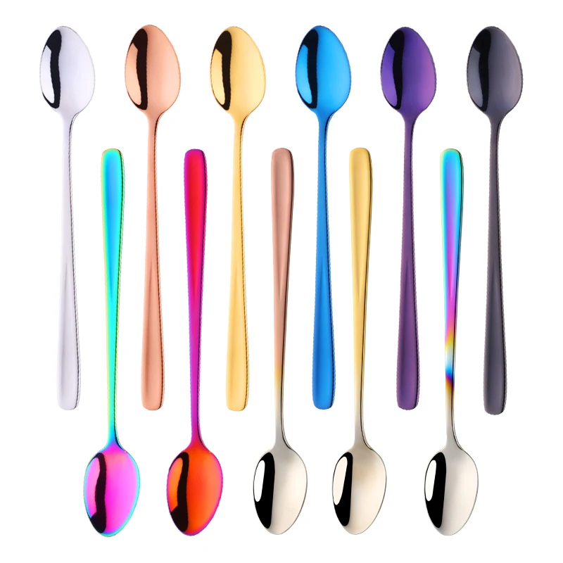 18-10-Stainless-Steel-Rainbow-Ice-Spoons-With-Long-Handle-Mirror ...