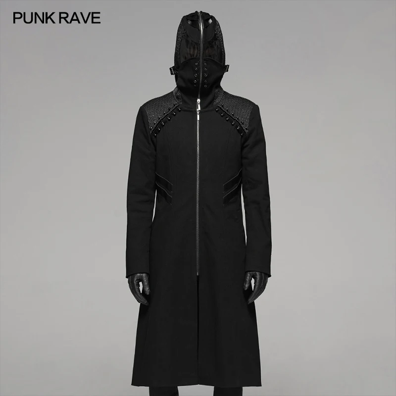 PUNK-RAVE-Men-s-Punk-Black-Weird-Long-Coat-Twill-Jacket-Long-Winter ...