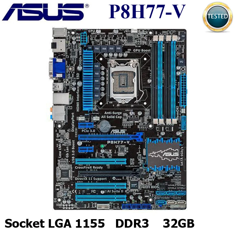 LGA 1155 Asus P8H77 V Motherbaord Intel H77 DDR3 Core i7/Core i5 32GB Original Desktop Asus ...