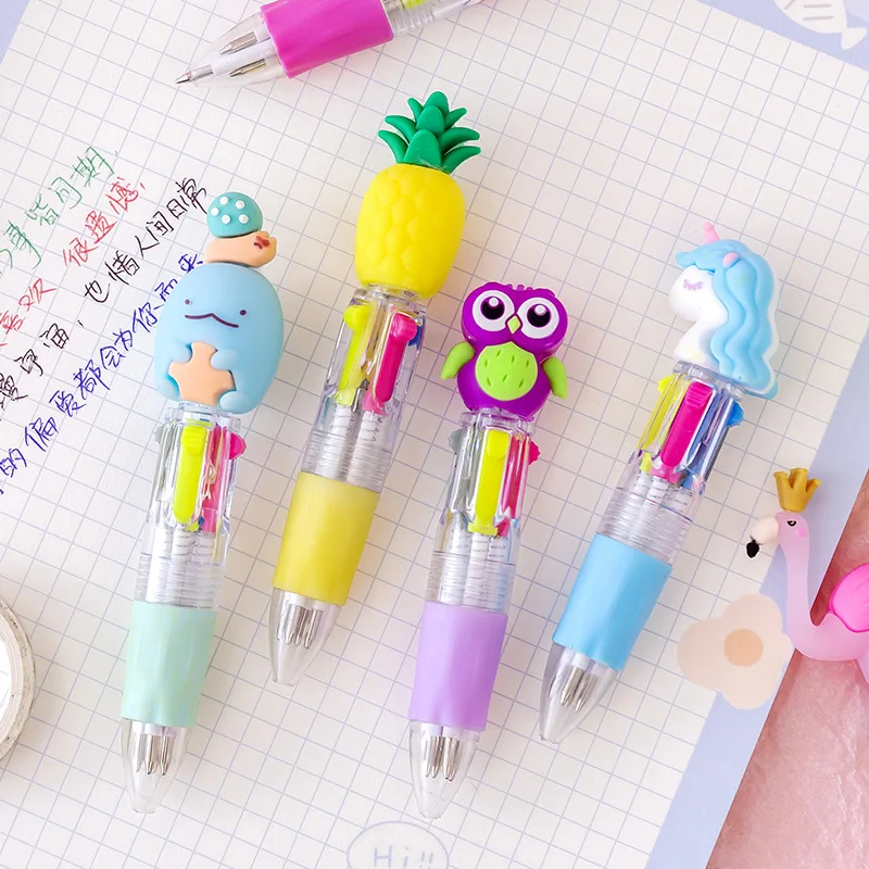 1Piece Cute Mini Ballpoint Pen 4 Color Kawaii Unicorn Fruit Girl ...