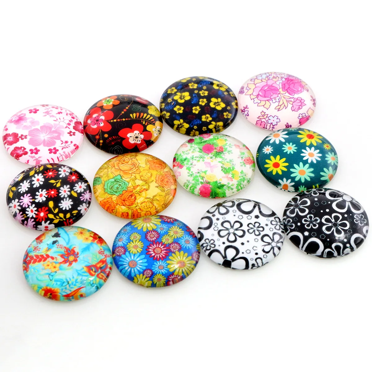 8mm-10mm-12mm-20mm-Flower-print-Photo-Glass-Cabochons-Mixed-Color ...