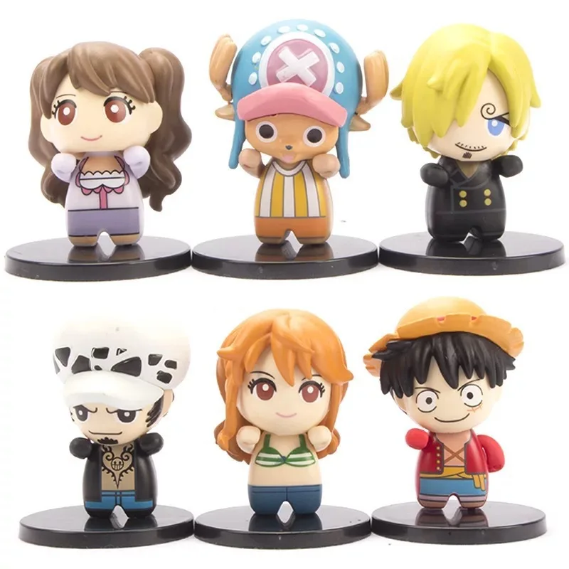 One Piece 6 pçs/set Anime Action Figure Chopper Nami Sanji Luffy Q ...
