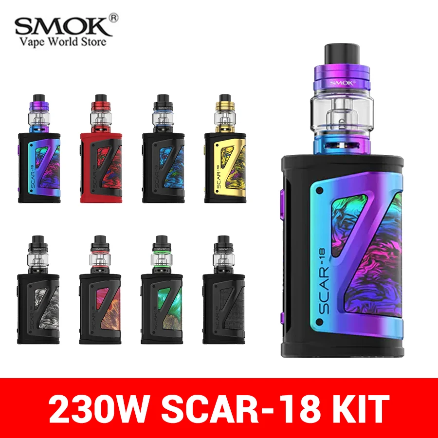 Vape SMOK SCAR-18 Kit Box Mod 230W SCAR 18 Battery Fit Tow 18650 ...