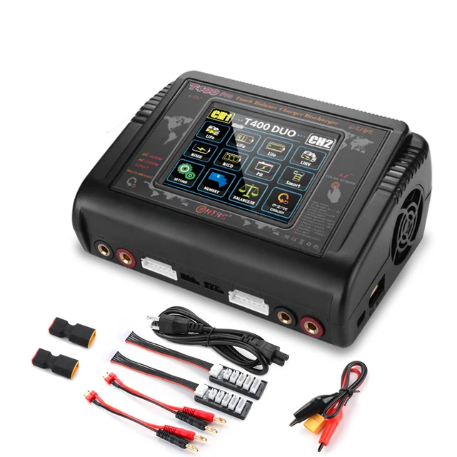 HTRC T400 Lipo Charger Touch DC 400W AC 200W 12Ax2 RC Charger ...