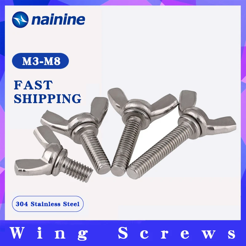 [M3 M4 M5 M6 M8 M10] Hand Tighten Screws Butterfly Bolt Wing Thumb ...