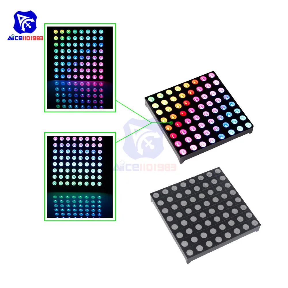 Diymore 8x8 RGB LED Matrix ánodo común 5mm de diámetro. Tablero LED ...