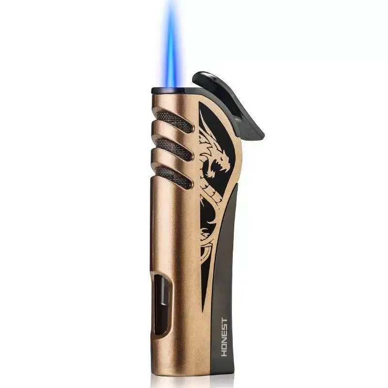 Straight-Blue-Flame-Strip-Torch-Jet-Dragon-Lighter-Windproof-Gas-Metal ...