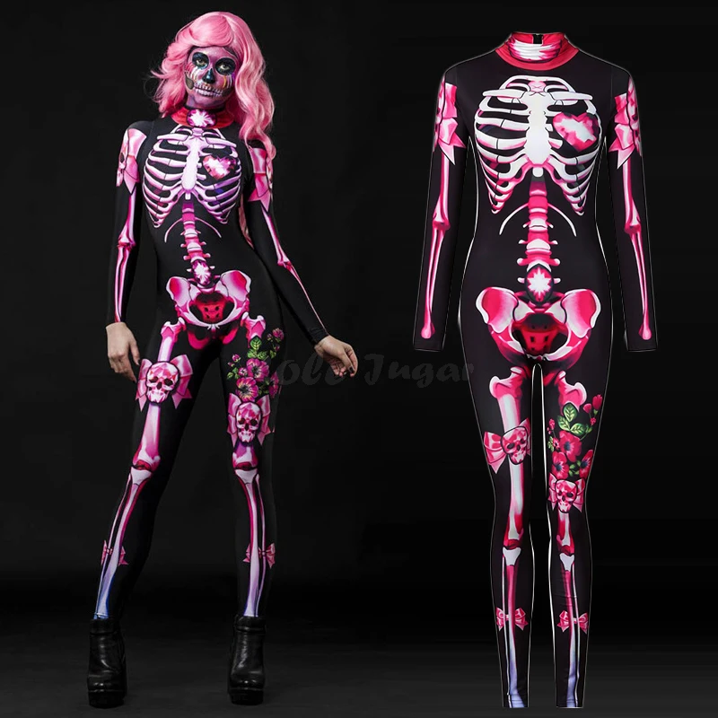 Scary Human Skeleton Adult Kids Cosplay Costume Halloween Carnival ...