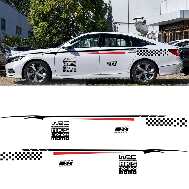 Car Side Stickers Waistline Stripe Sticker Racing Sports Decal Auto ...