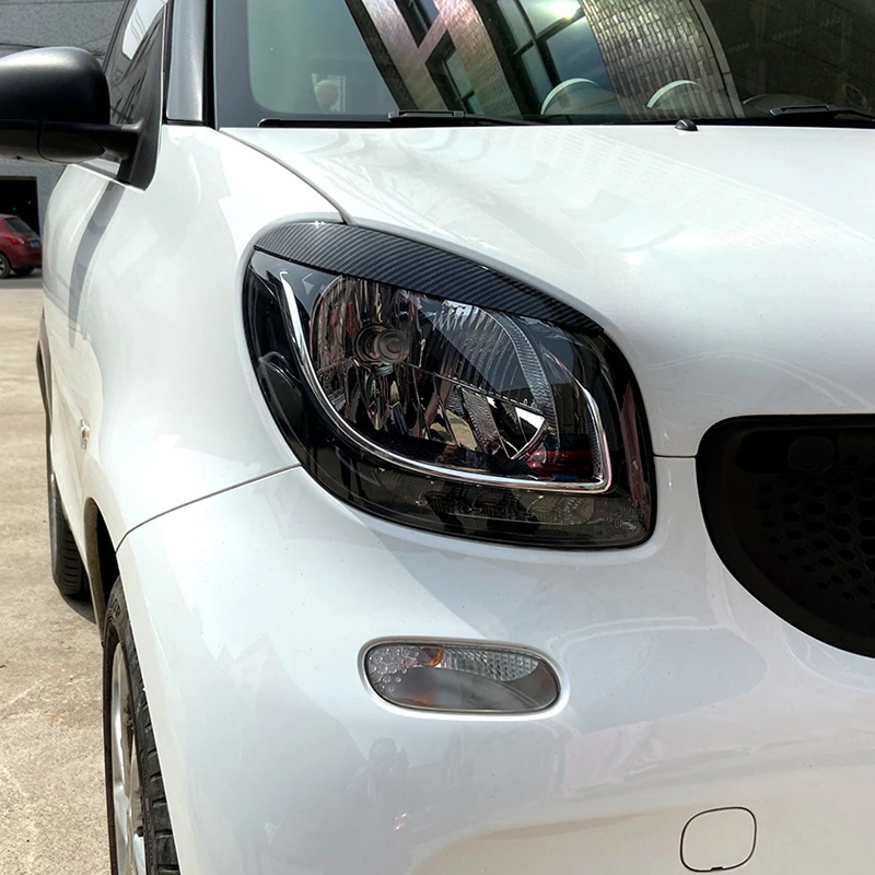 Carbon Fiber Headlight Eyelids Eyebrows for Mercedes Benz Smart 2014 ...