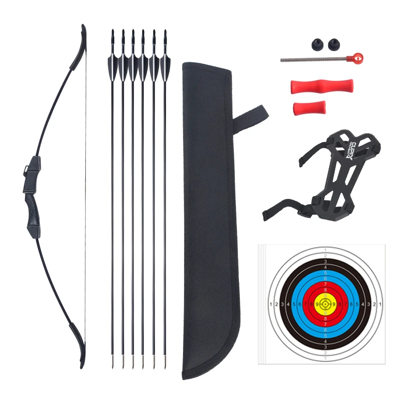 41 Inches Children Recurve Bow Set 15 Lbs With 6 Pcs Fiber Glass Arrow ...