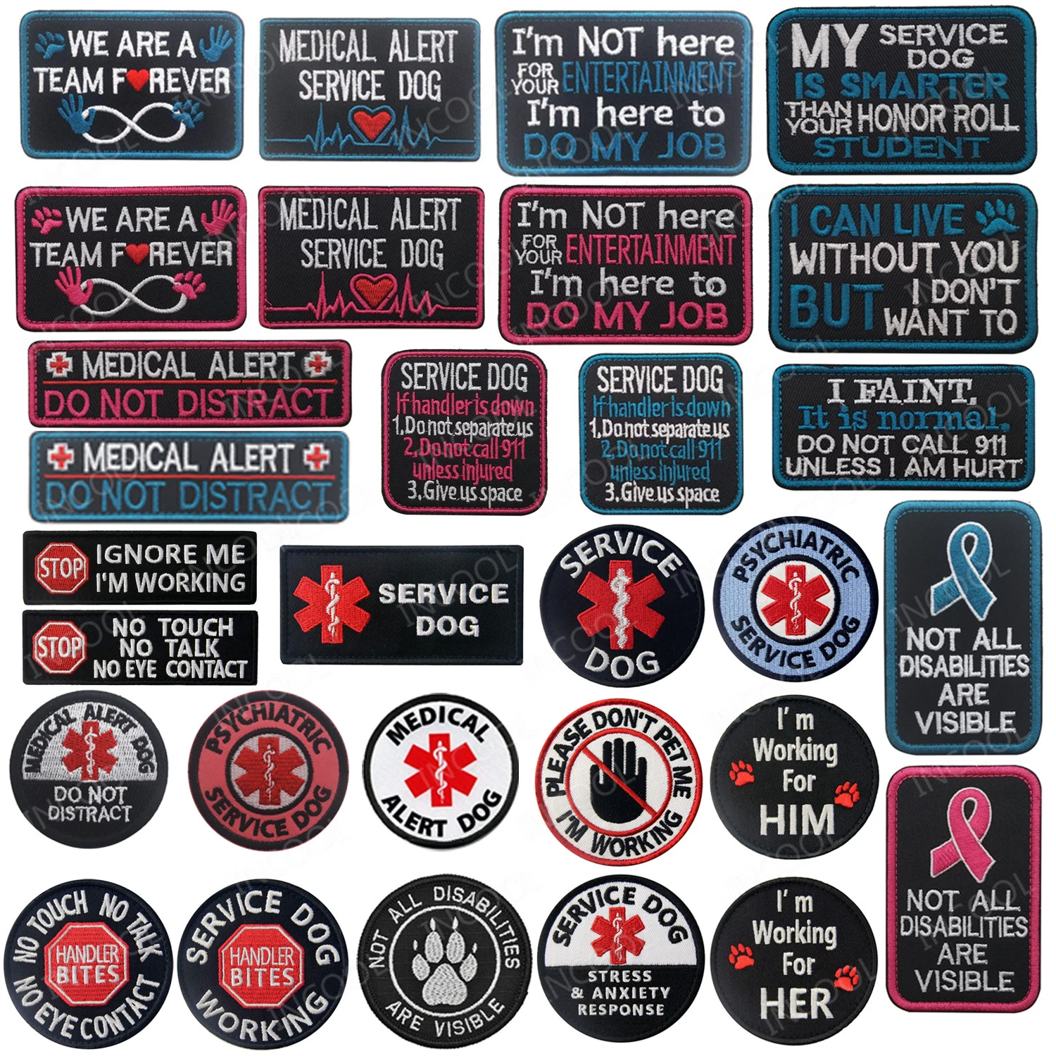 Service Dog Embroidery Patches Emt Medic Medical Working Training No ...