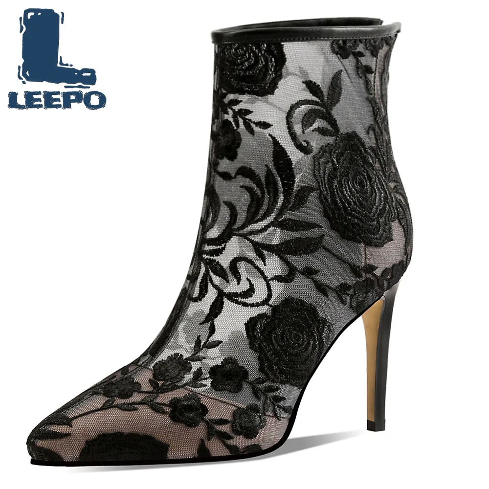 Women Summer Boots Air Mesh Super High Heels Woman Perforated Net Black ...