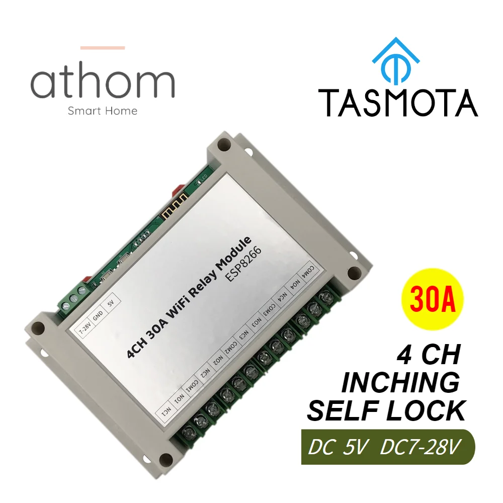 Athom Tasmota 4ch 30a Wifi Relay Module Inching Switch Self-locking ...