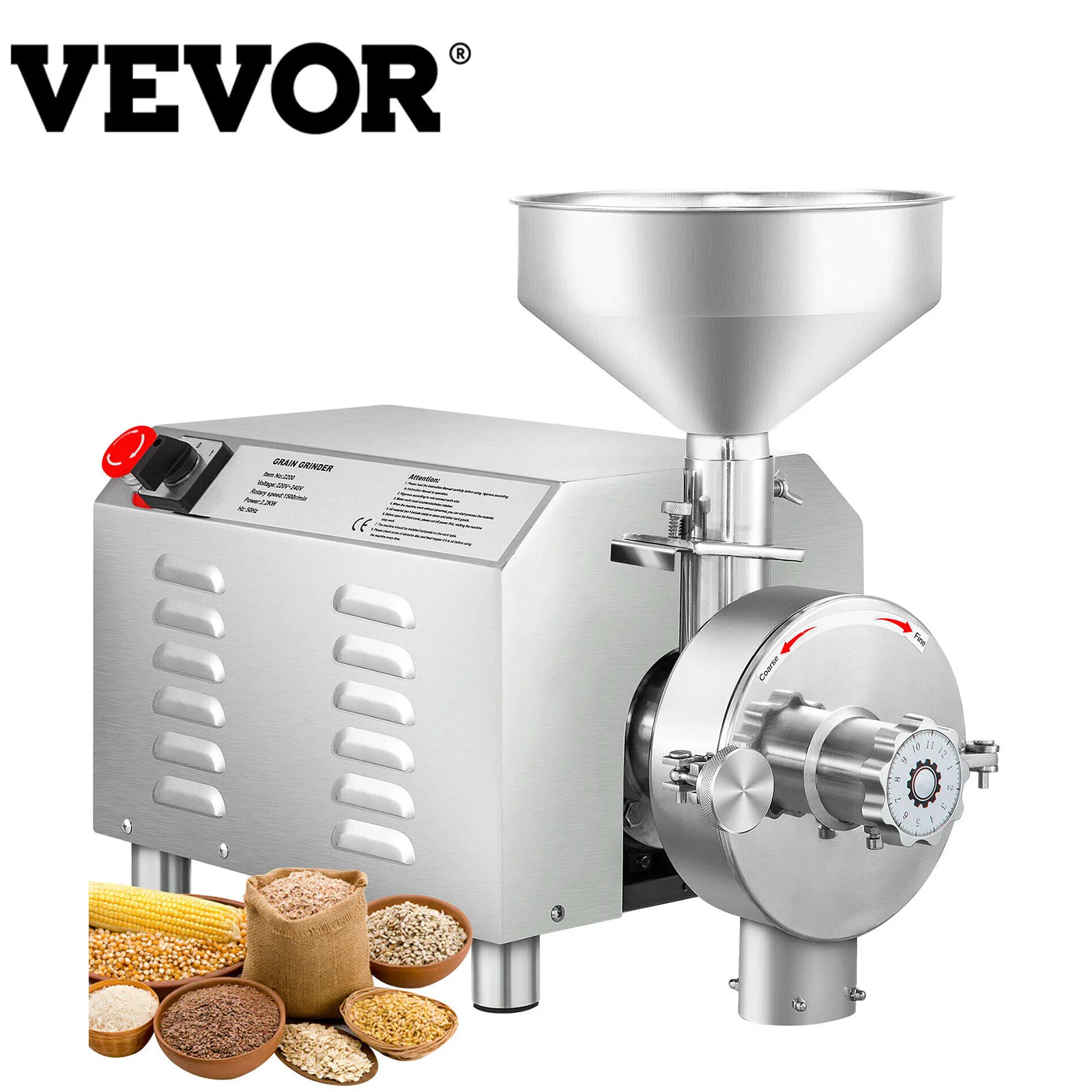 Vevor 60 Kg/h Electric Grain Mill Grinder 3000w Powerful Oster Soybean ...