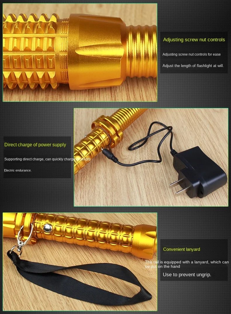 3 In 1 Telescopic Baton Self Defense With Led Flashlight, Self Defence ...