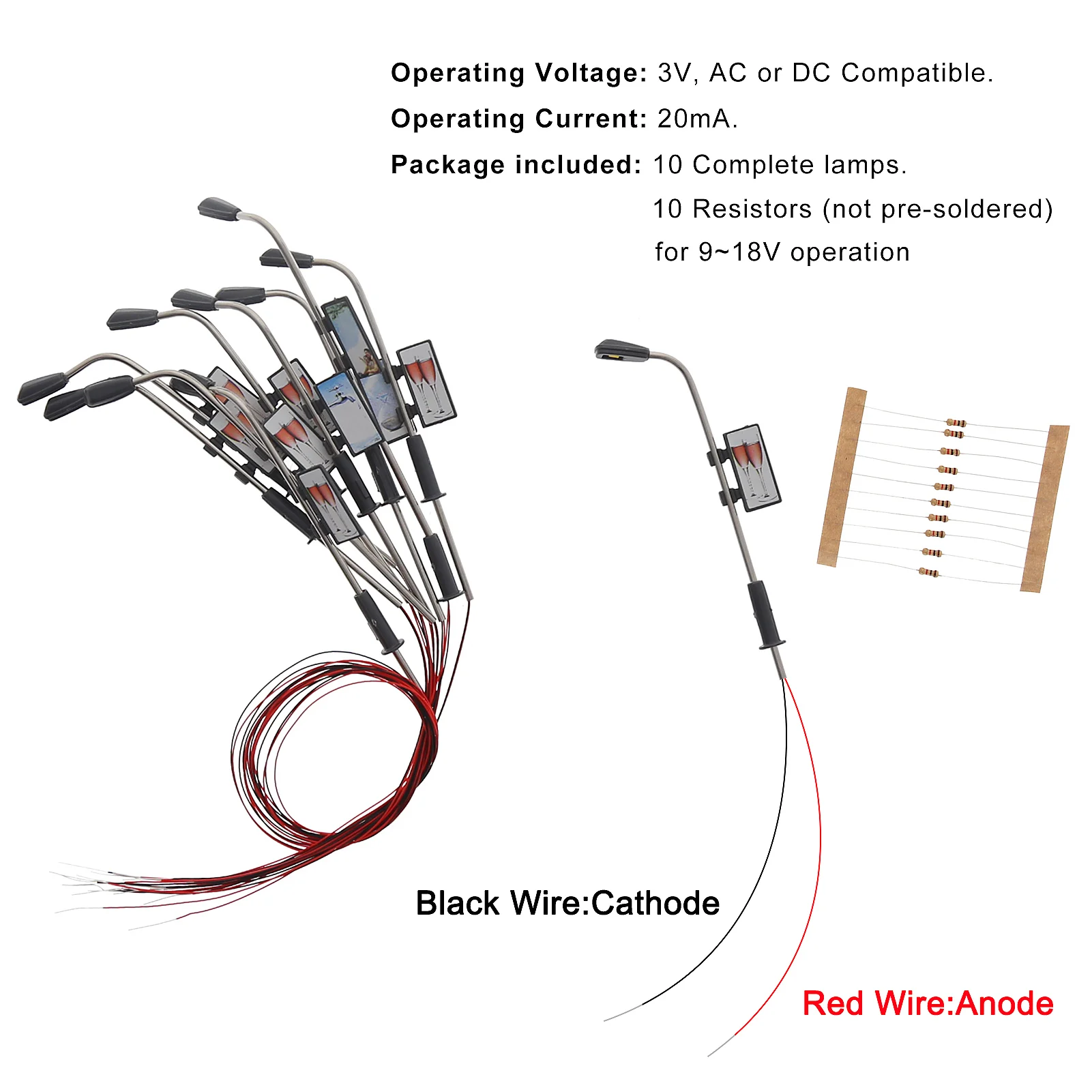 Evemodel LQS06 20Pcs Modeltreinen N Schaal 1:160 Reclame Lampen Street ...