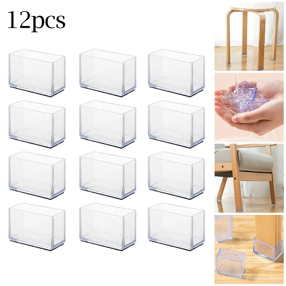 12Pcs-Chair-Leg-Covers-Silicone-Rectangle-Furniture-Table-Feet-Cap ...