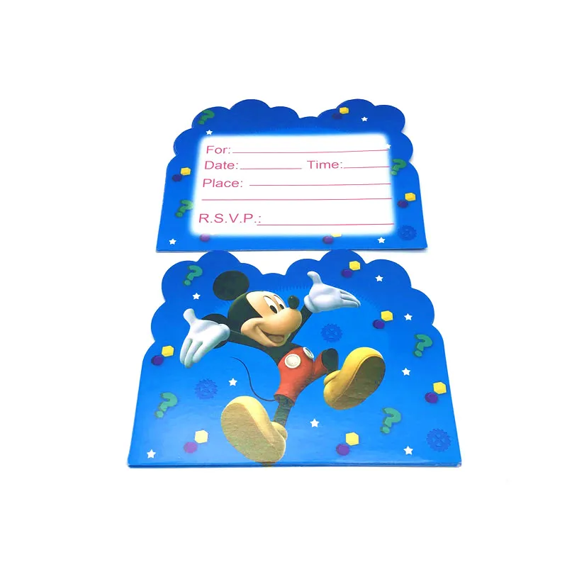 10pcs/lot Invite Cards Disney Mickey Mouse Theme Party Decorations ...
