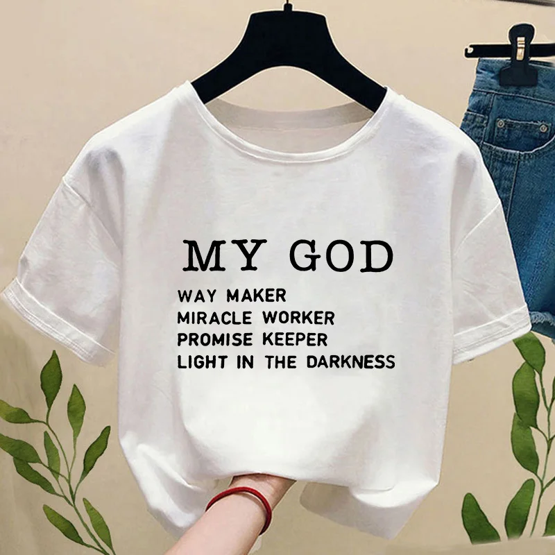 Way Maker Miracle Worker My God T-shirt Christian Women Summer Short ...