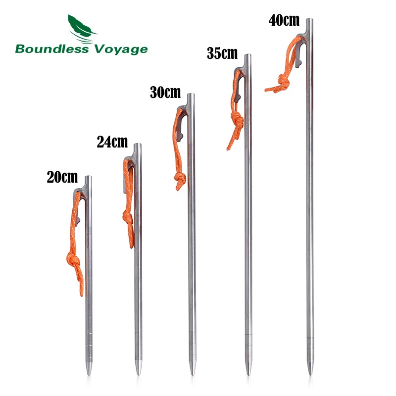 Boundless Voyage Tent Pegs Heavy Duty Titanium Alloy Nails 20cm 24cm 30cm 35cm 40cm Camping ...