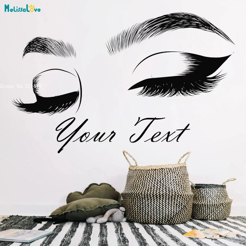 Eye catching European Women Eyelashes Wall Custom Sticker Large Size ...