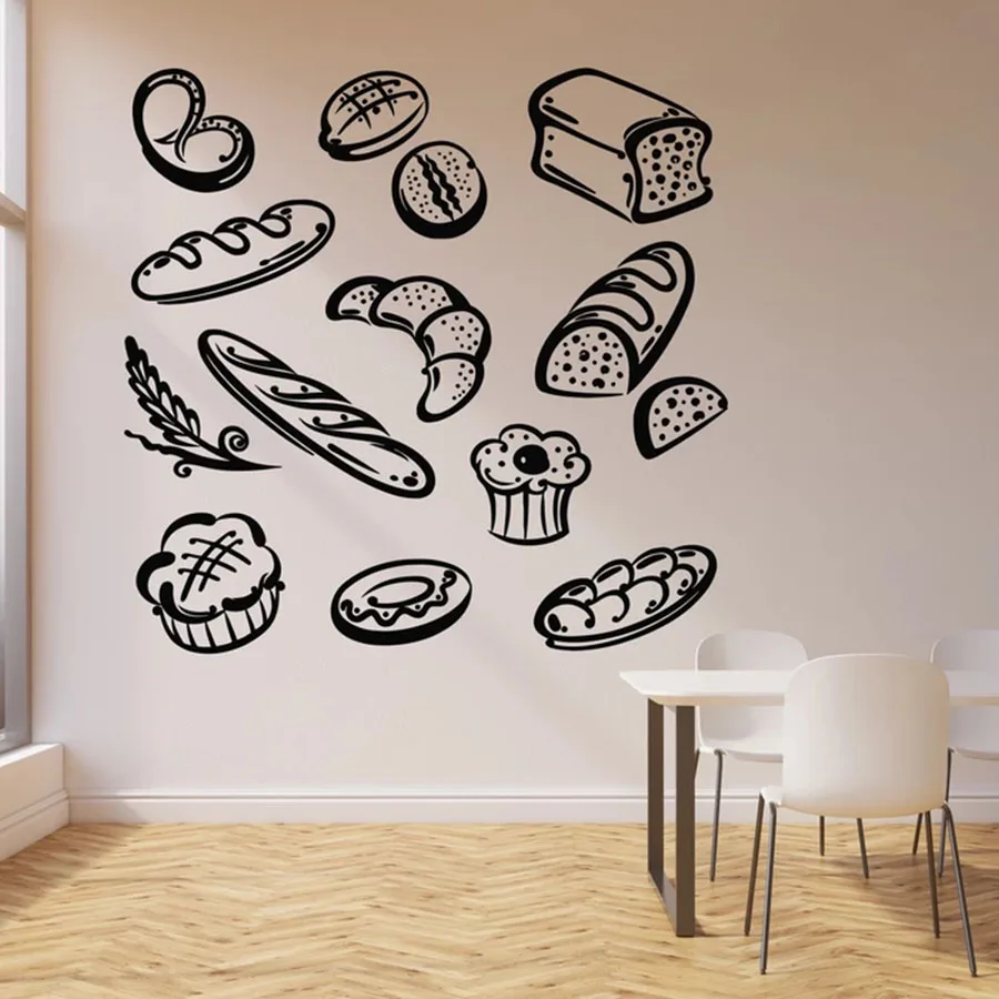 Bread Snack Wall Decal Bakehouse Baking Products Dessert Kitchen ...