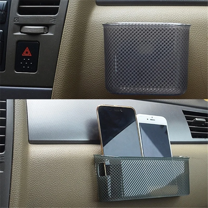 Car Storage Box Organizer Phone Holder Multifunction Garbage Mesh Card ...