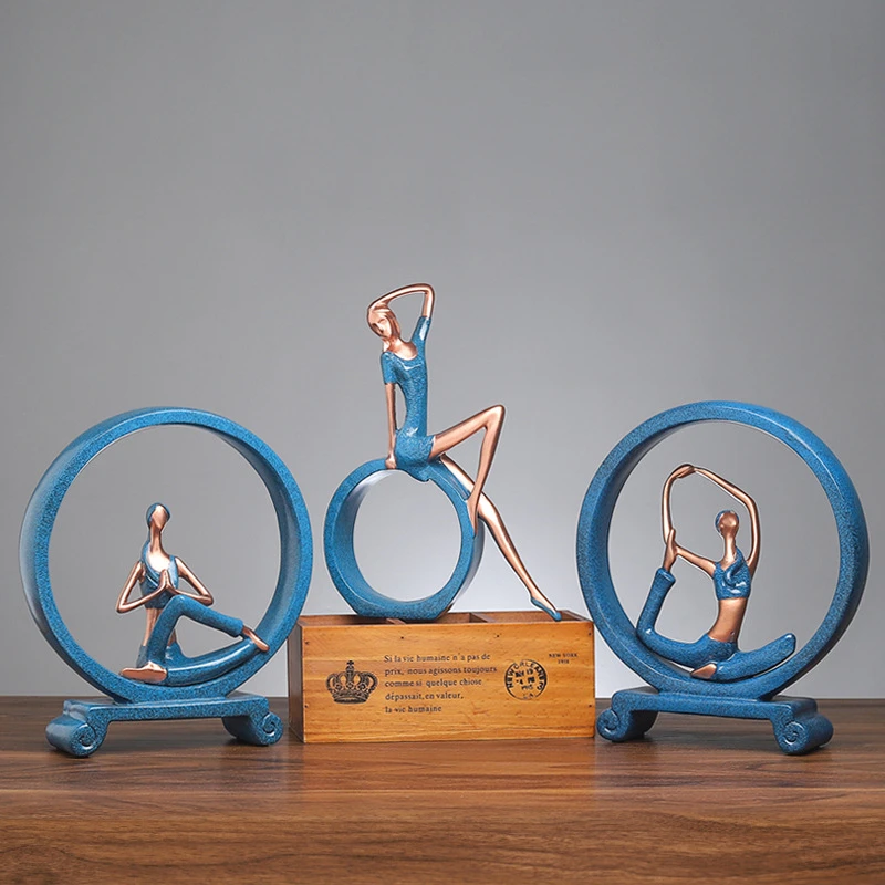 Modern Resin Yoga Poses Figurine Creative Minimalist Abstract Yoga Girl ...