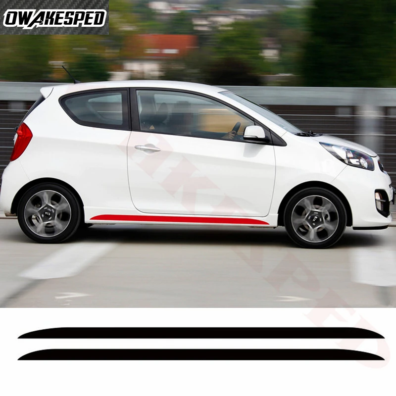 Car Carbon Fiber Sport Stripes Stickers Door Side Skirt Decor Sticker ...