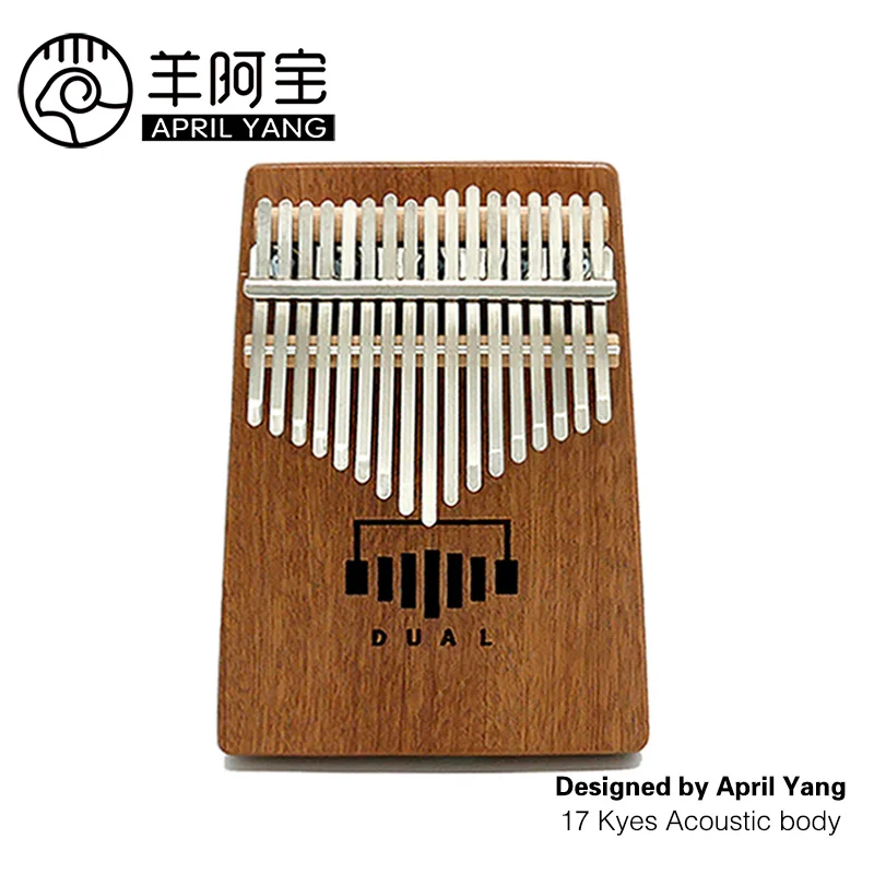 DUAL kalimba Acoustic Body 17 Keys Sapele Wood Kalimba Box&Sheet Music ...