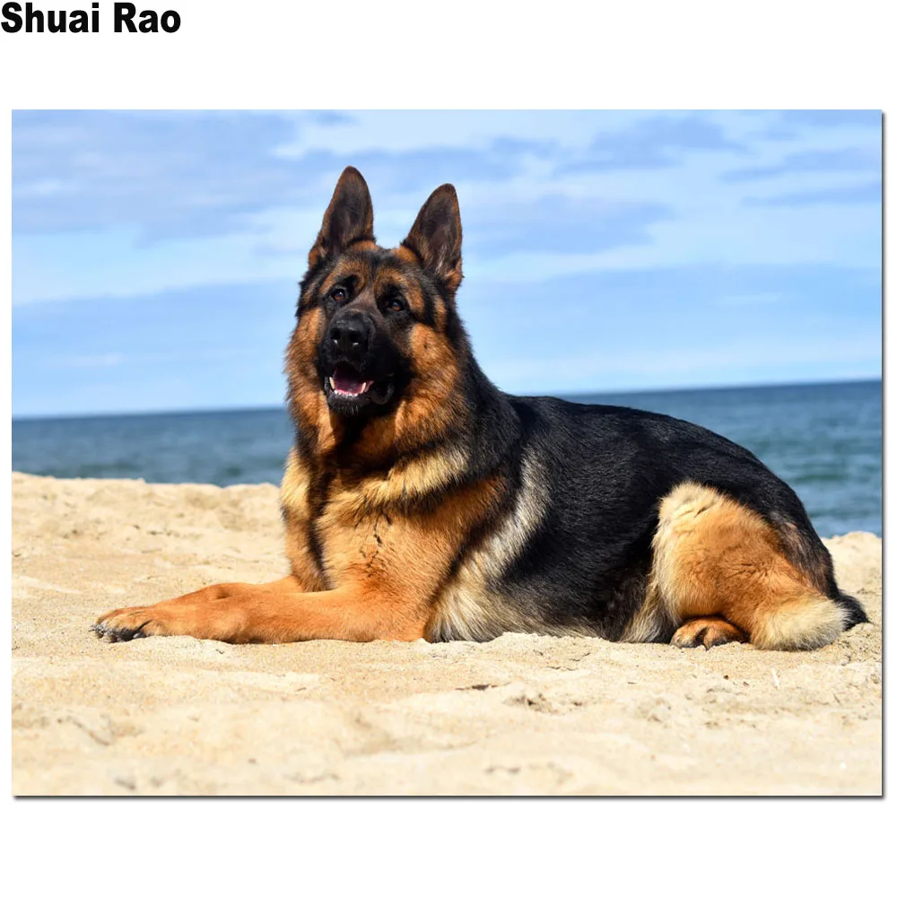 German-Shepherd-Diamond-Painting-Full-Square-Round-dog-pattern-5d-diy ...